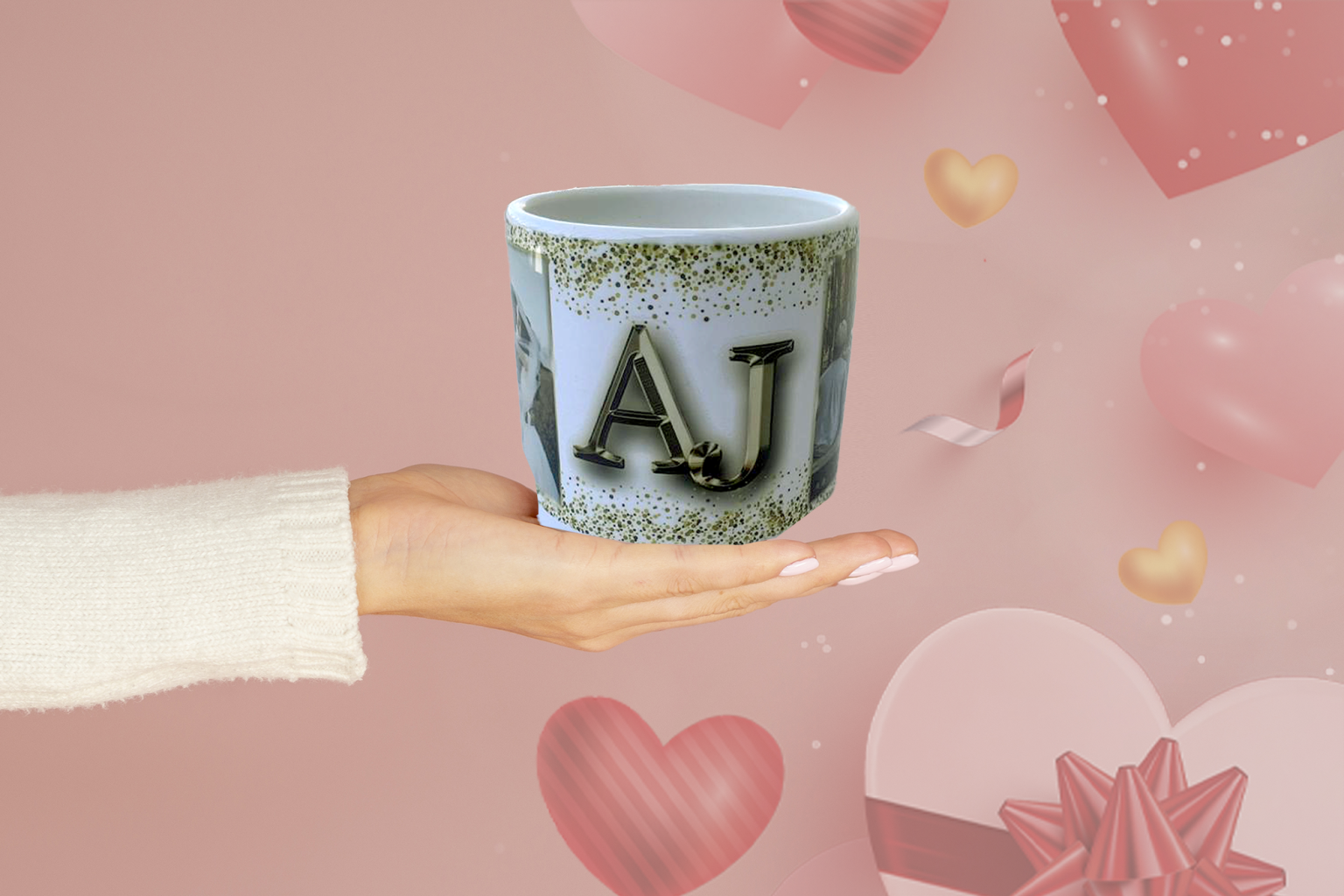 Initials Heart Handle Mug - Optima