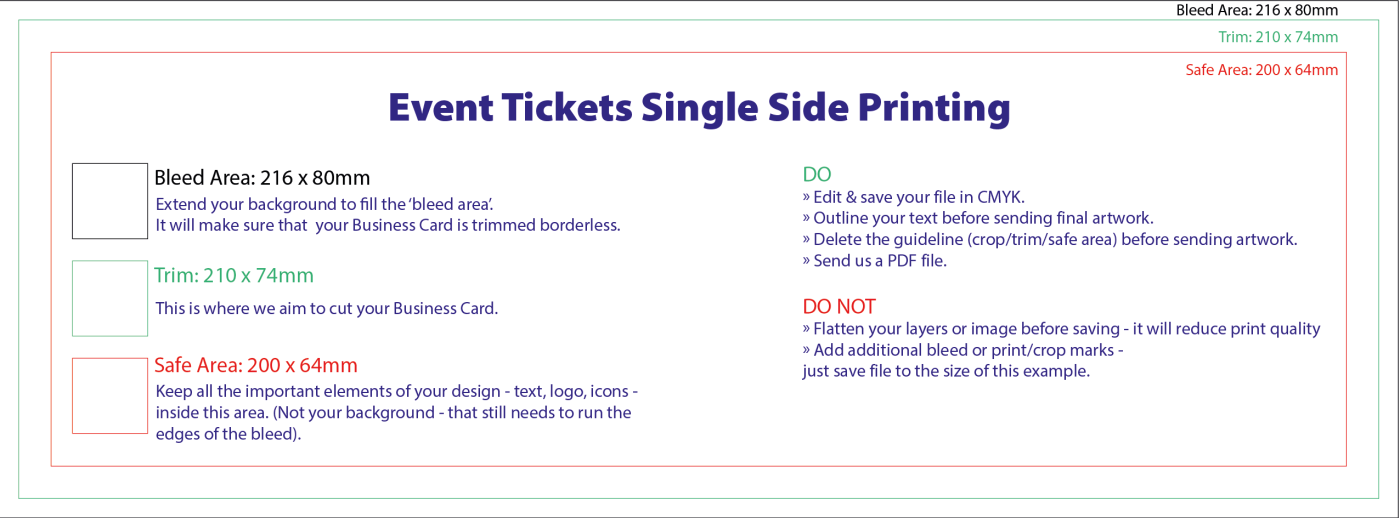 Event Tickets Double Side - Upload your own Design - Optima