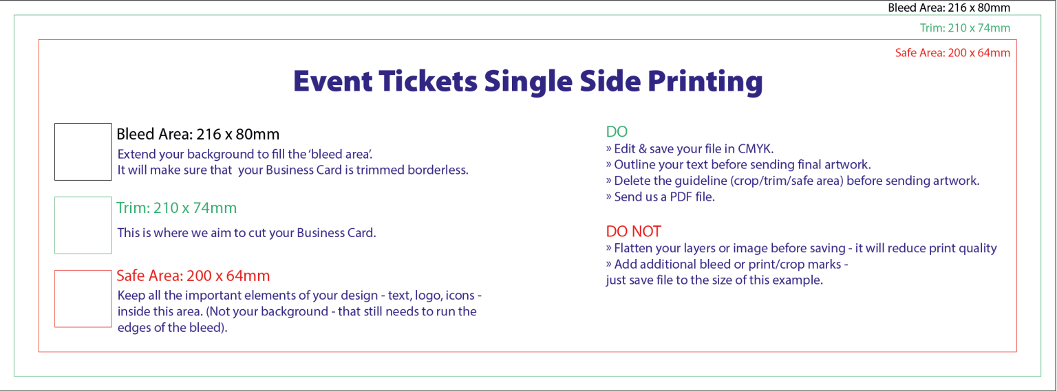 Event Tickets Single Side - Upload your own Design - Optima