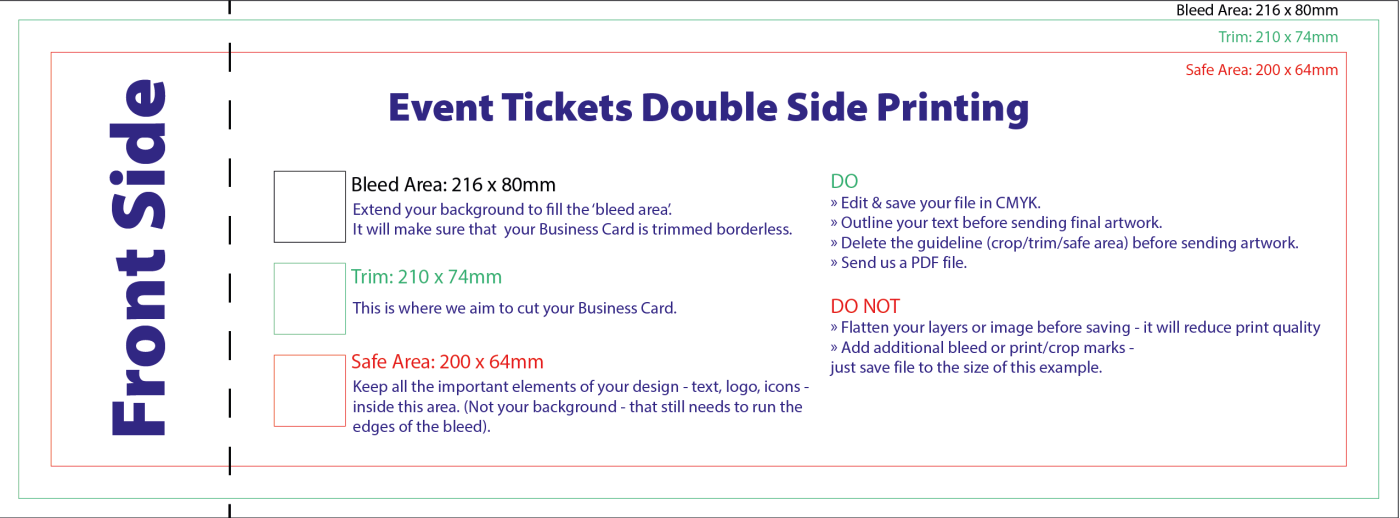 Event Tickets Double Side – Upload your own Design - Optima