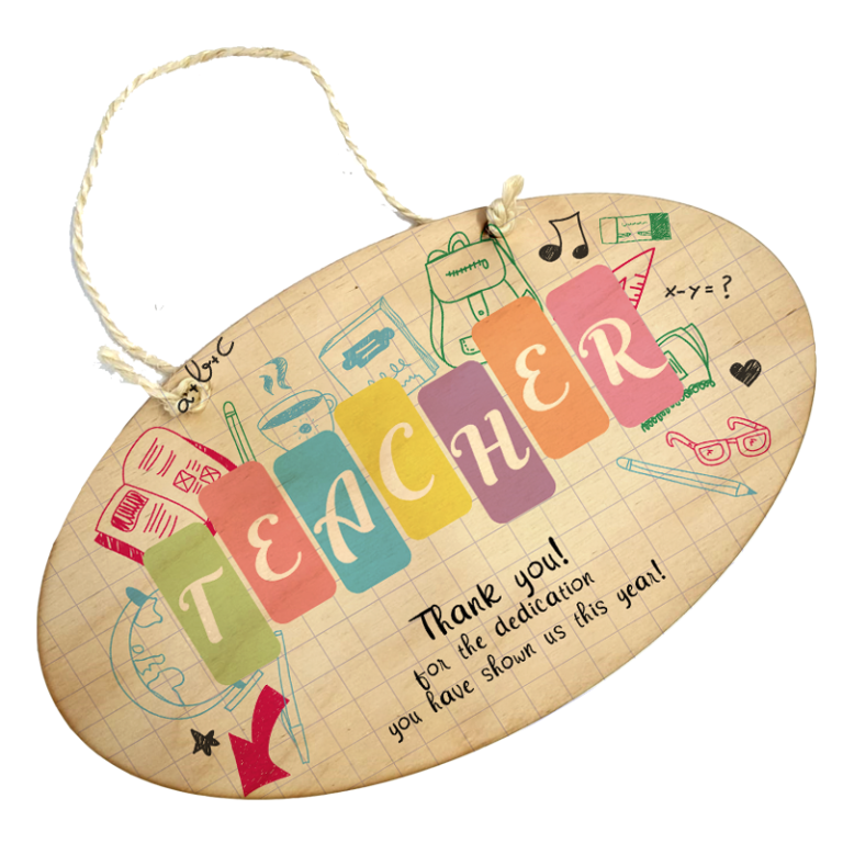Teacher Oval Wood Hanging Sign - Optima